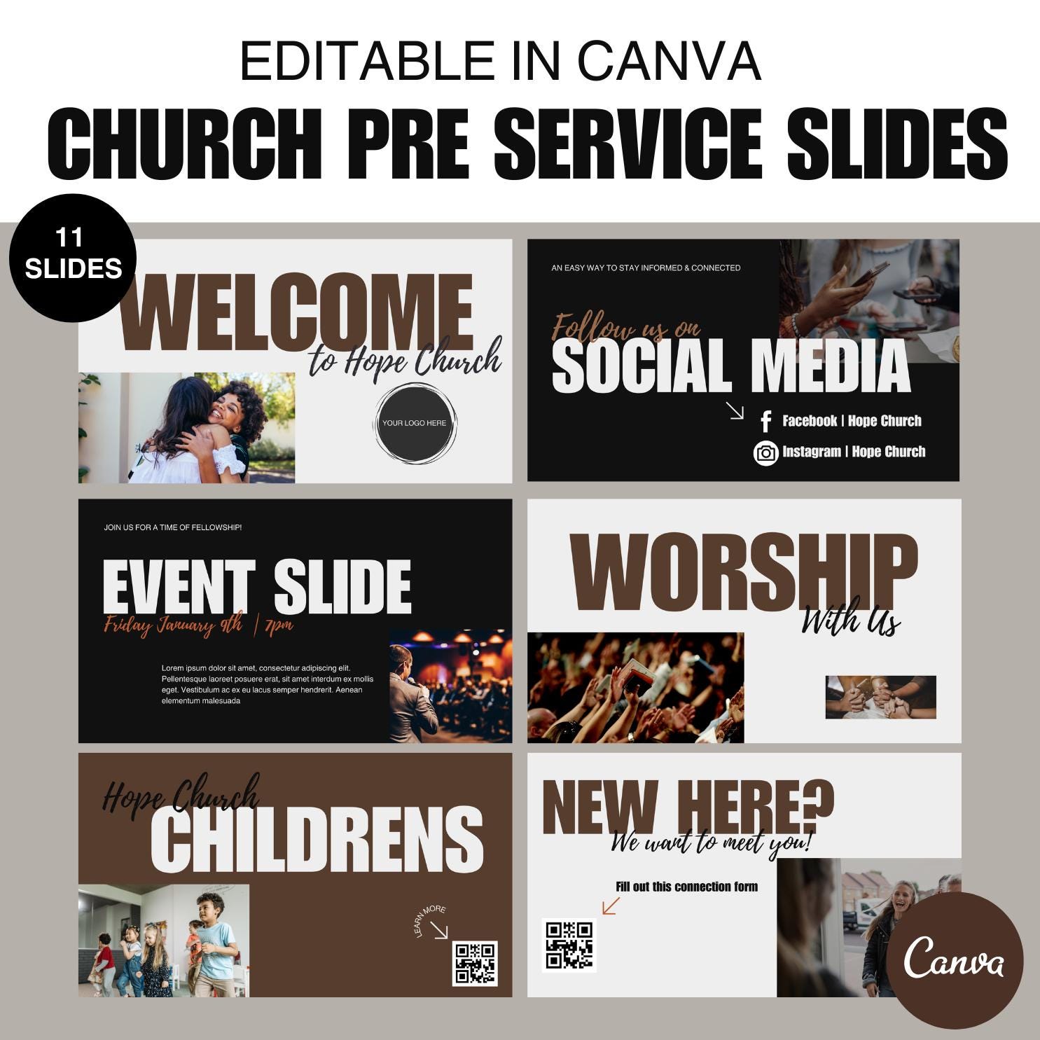Church Announcement Slides | Customizable | Canva | Neutral Modern - Etsy