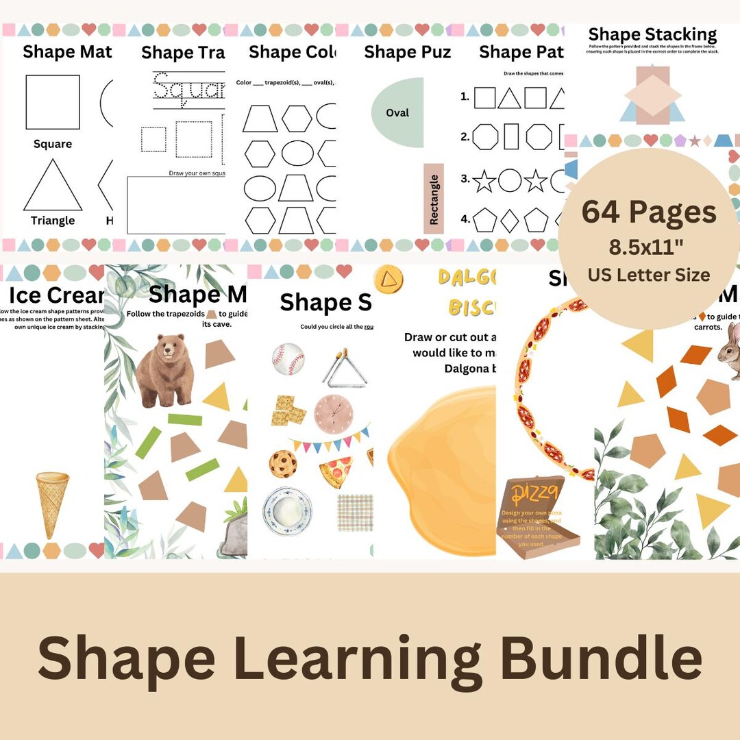 Learn Shapes, Naming Shapes, Shapes Match Game, Shape Coloring, Trace ...