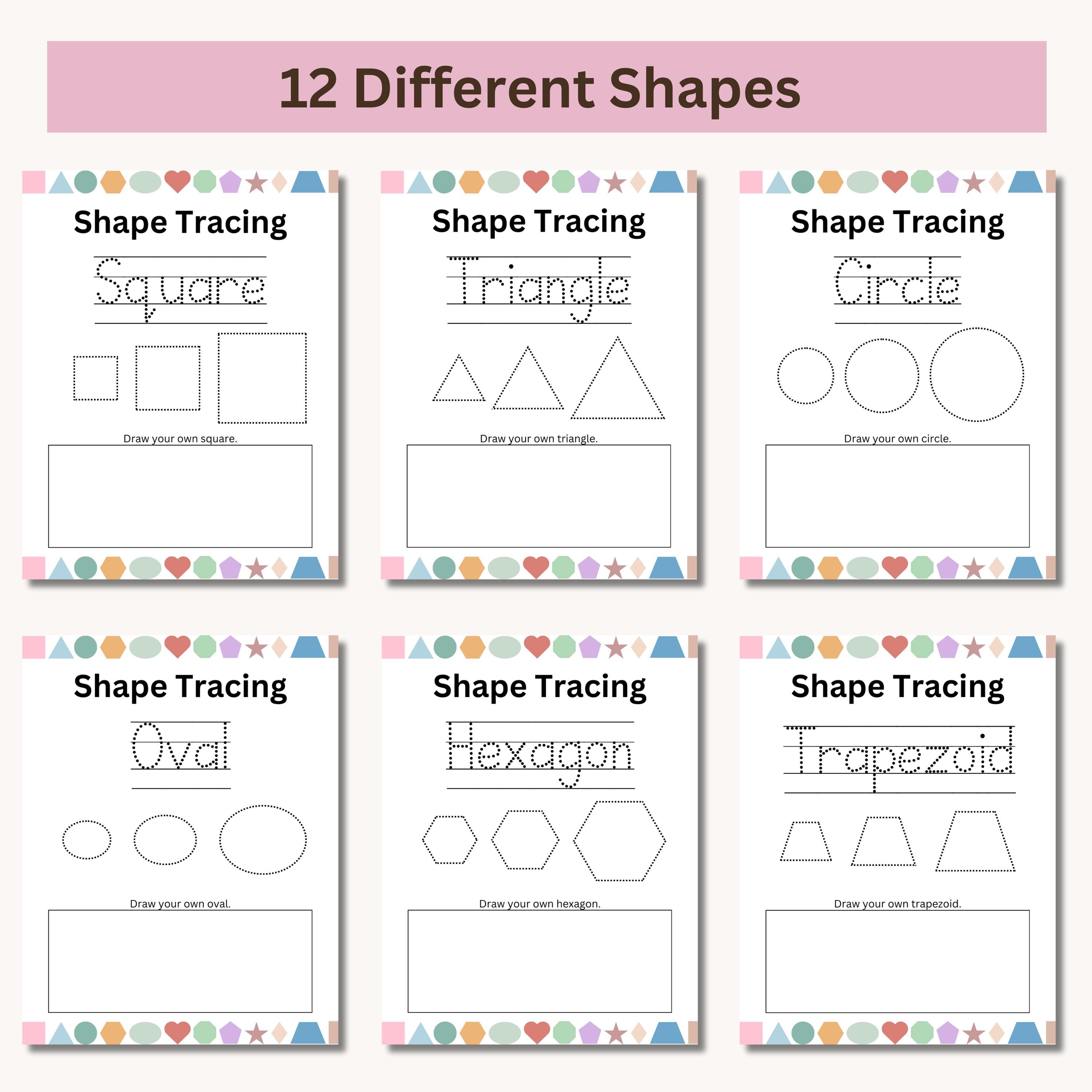 Shape Tracing Worksheets, Trace Lines, Naming Shape, Letter Tracers ...