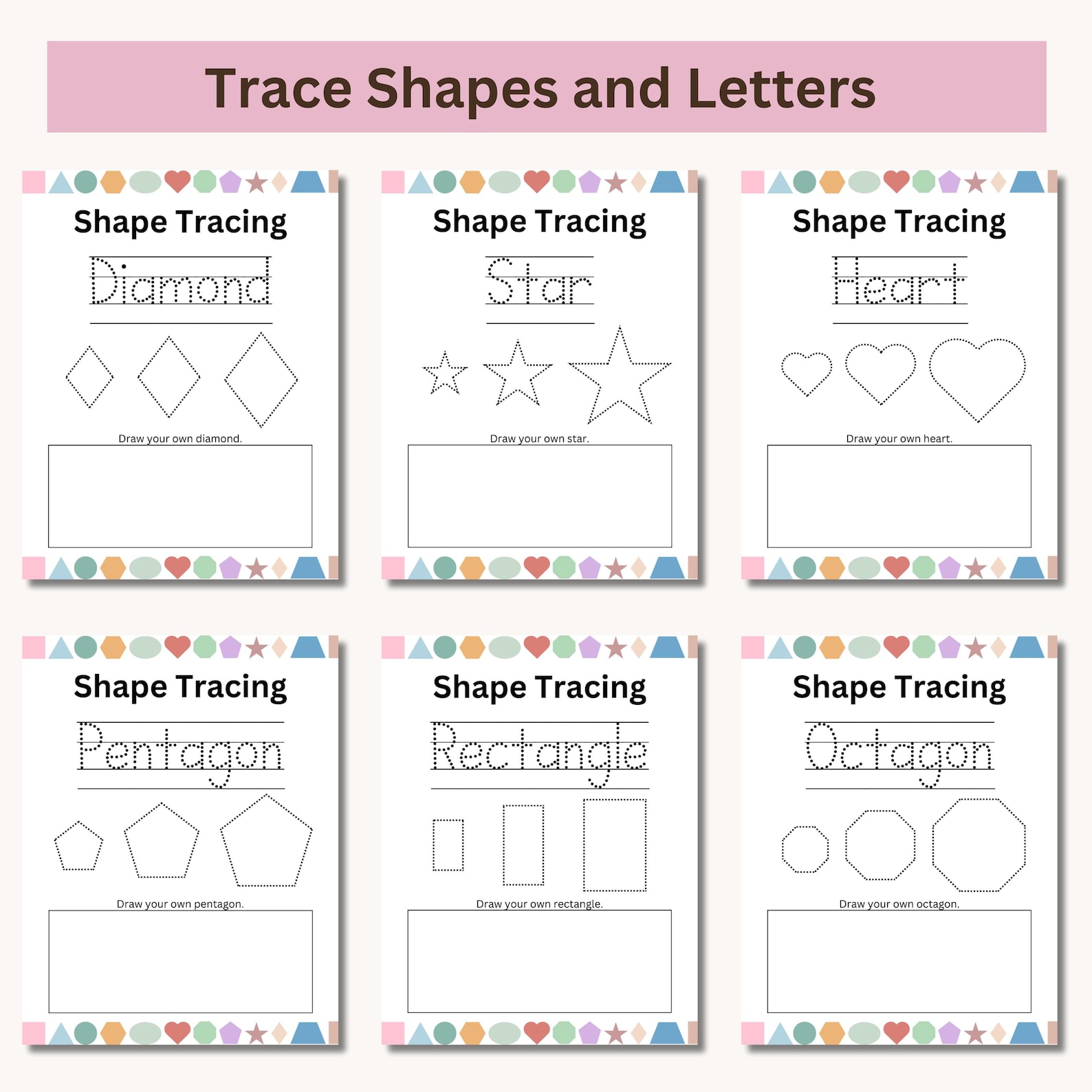 Shape Tracing Worksheets, Trace Lines, Naming Shape, Letter Tracers ...