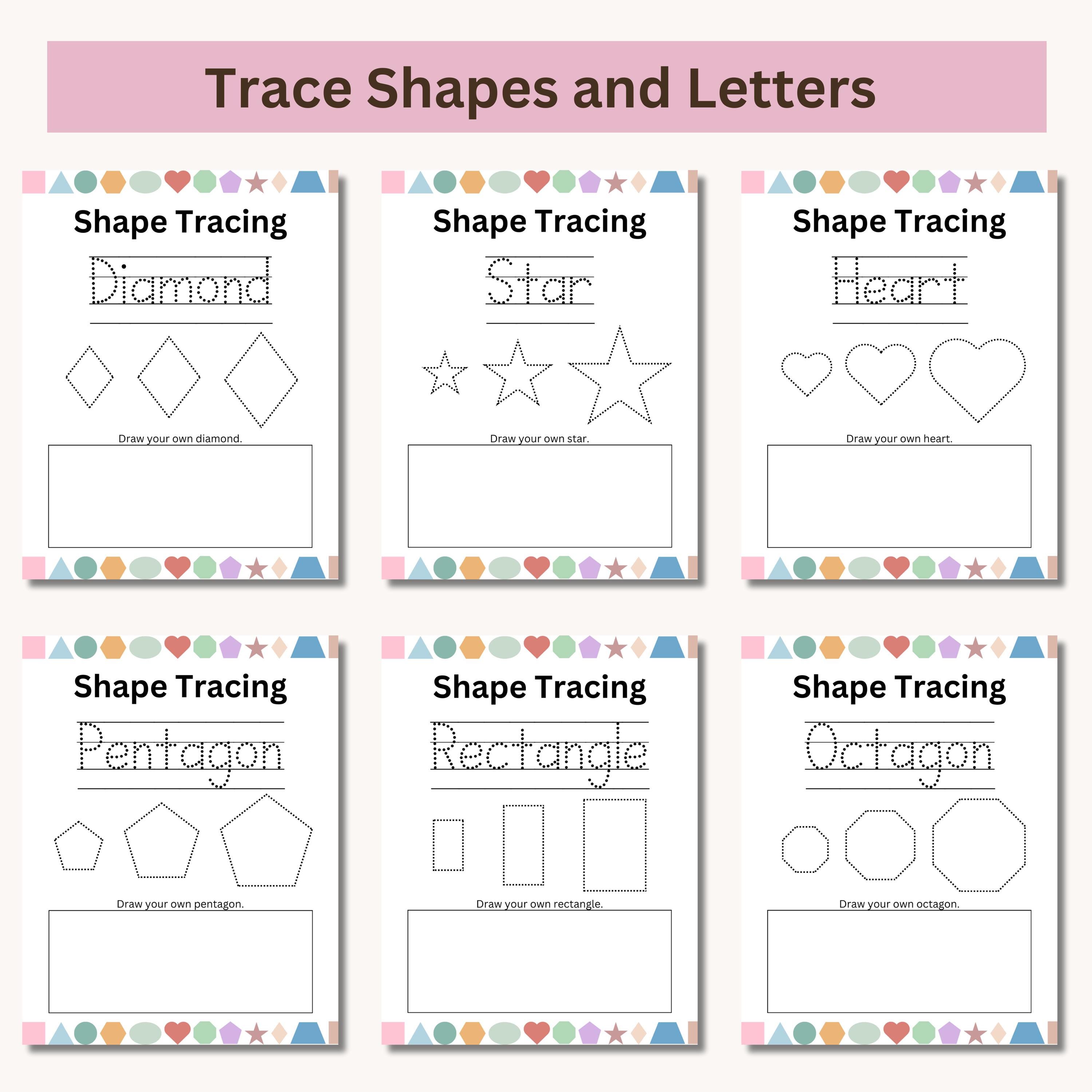 Shape Tracing Worksheets, Trace Lines, Naming Shape, Letter Tracers ...