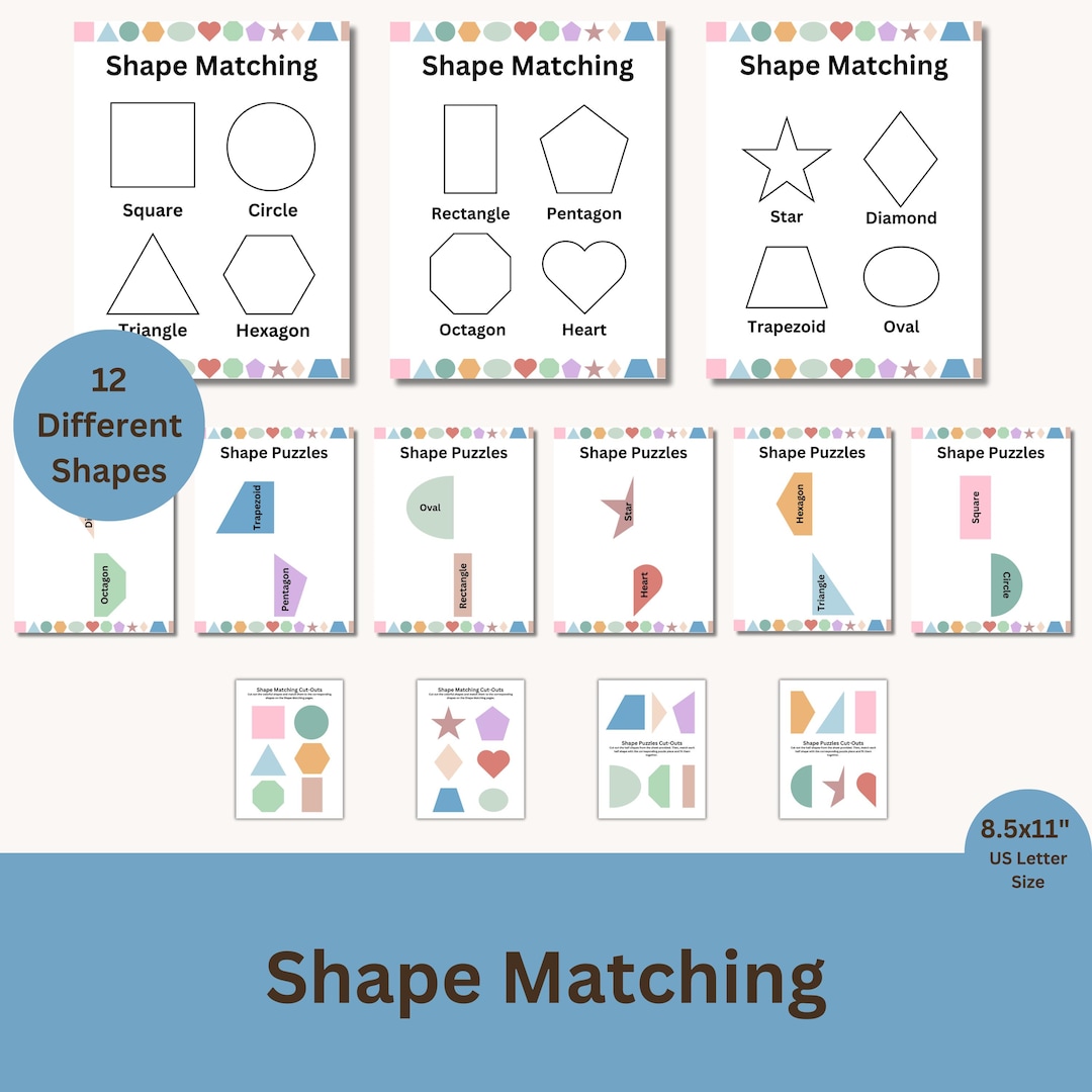Shape Matching Game, Match Shape Activity, Toddler Sort and Match ...