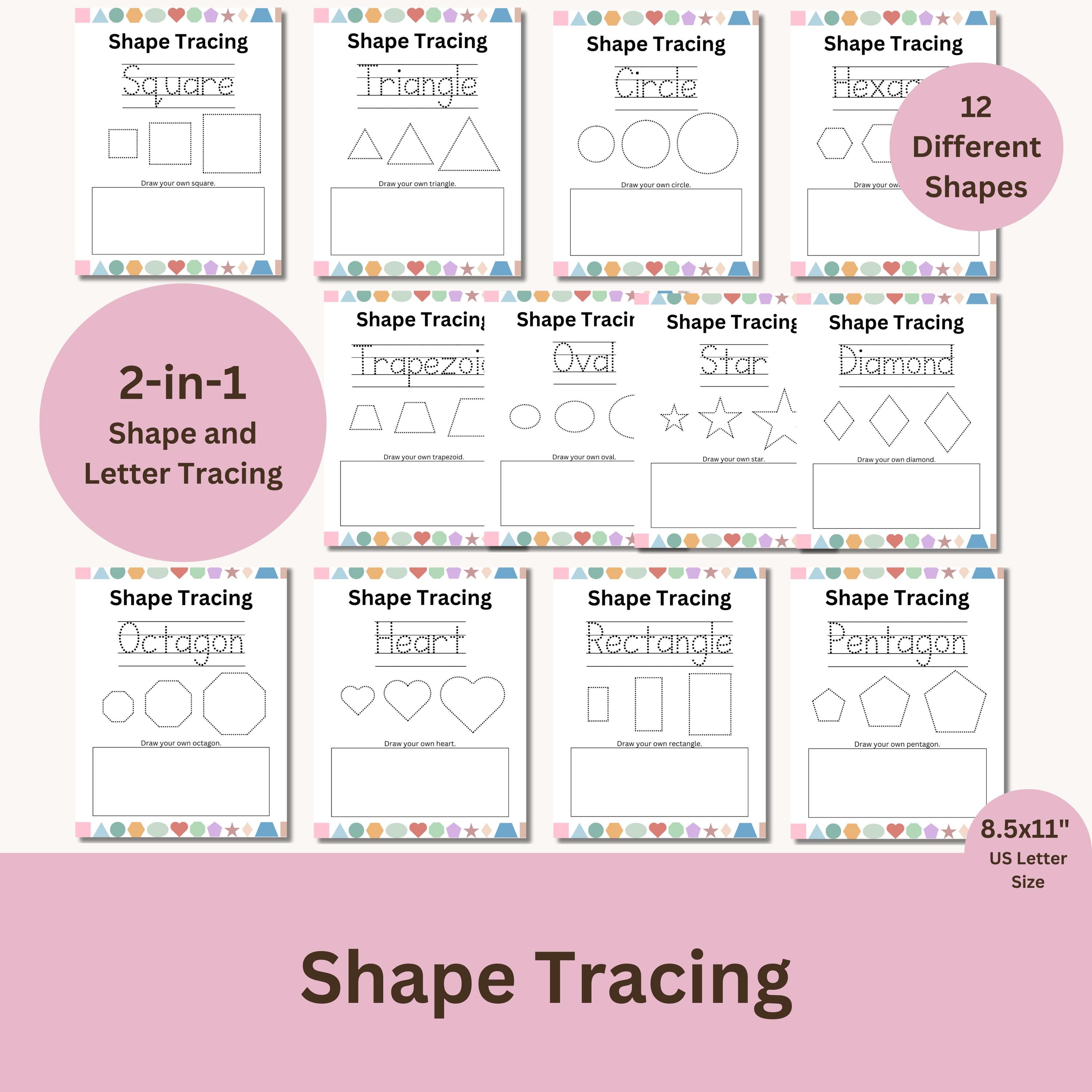 Shape Tracing Worksheets, Trace Lines, Naming Shape, Letter Tracers ...