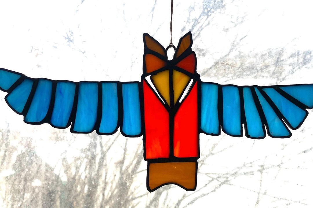Unique Stained Glass Sun Catcher//thunderbird//window Decor - Etsy