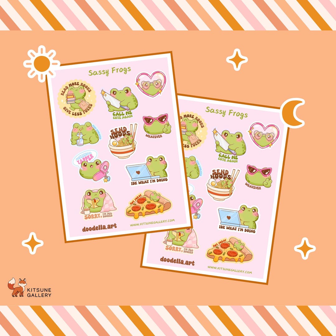 Sassy Frogs Sticker Sheet | Sassy Sticker Sheet - Etsy