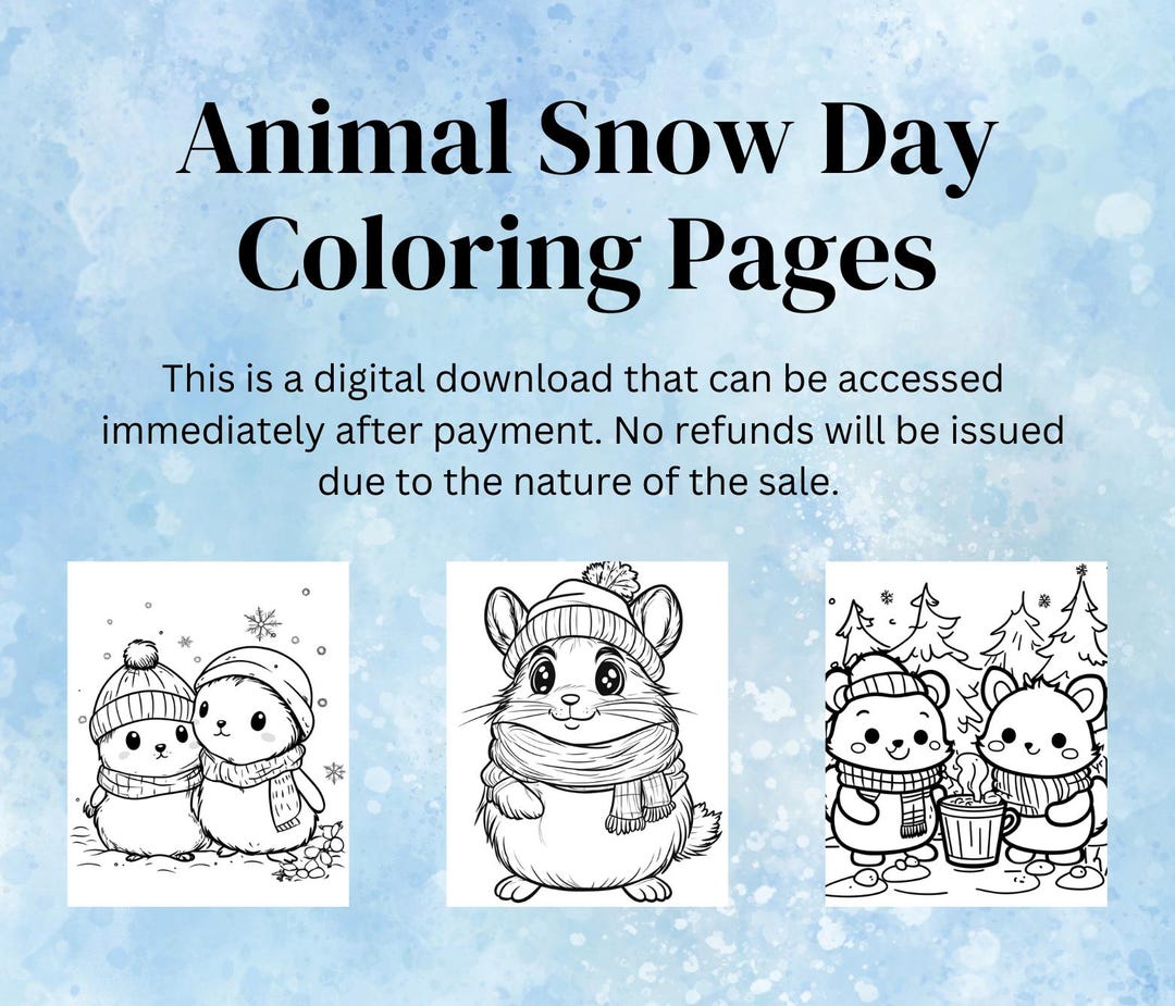 Cute Animal Snow Day Coloring Pages | 51 Adorable Kawaii Winter-themed ...