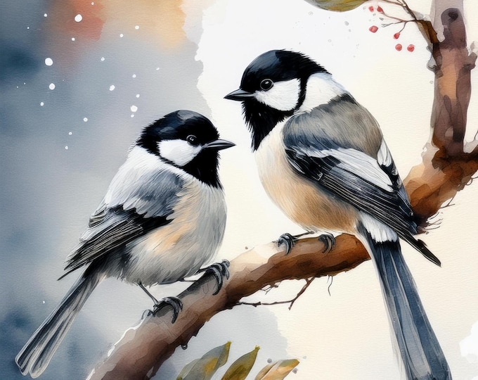 Chickadee Watercolor Cross Stitch - Etsy