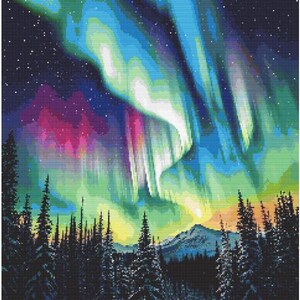 Northern Lights Watercolor Cross Stitch 3 - Etsy