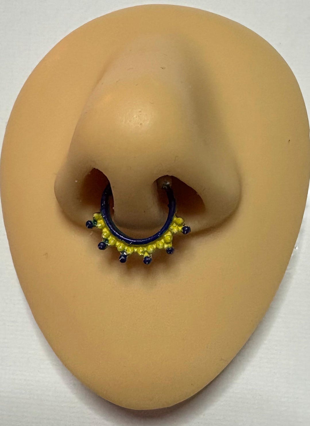 Fake Septum Nose Ring Custom Painted Blue and Gold. - Etsy