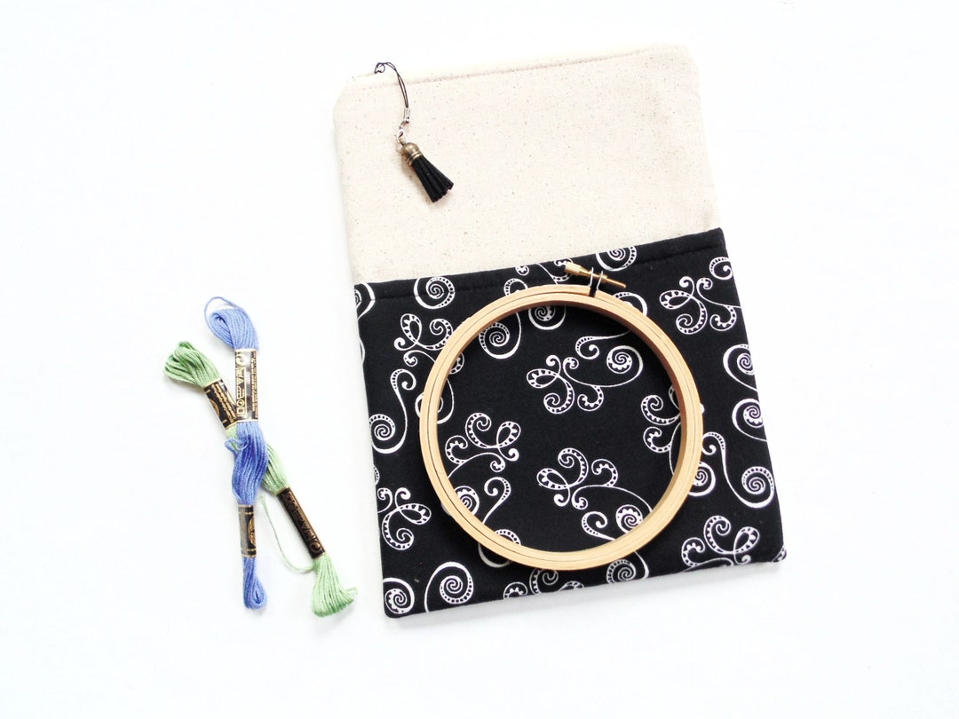 Padded Zipper Pouch With Pocket, for Small Books, Cross Stitch Craft ...
