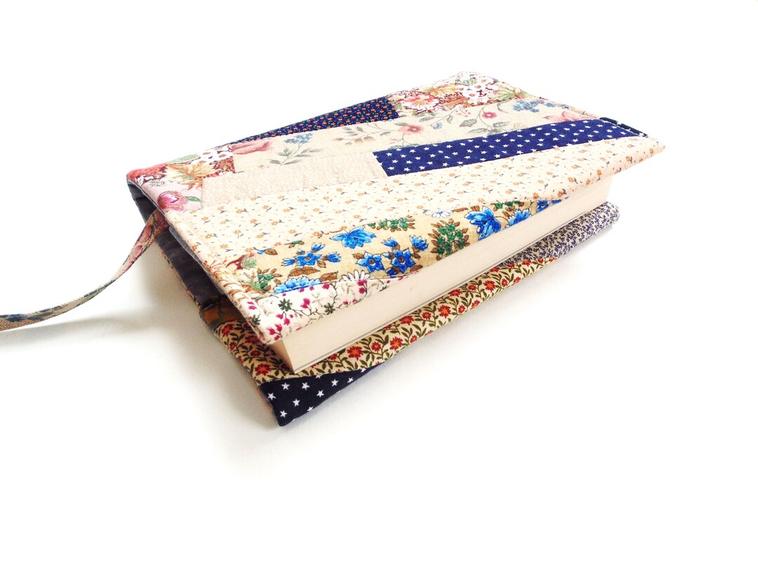 Handmade Quilted Book Cover, Adjustable Cotton Floral Book Protector - Etsy