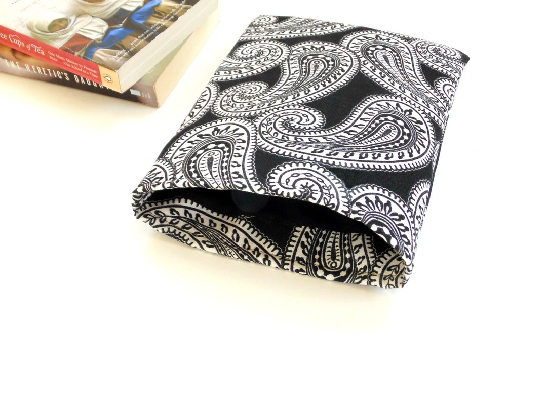 Padded Book Sleeve, Paperback Protector Bag, Black Paisley Print - Etsy UK