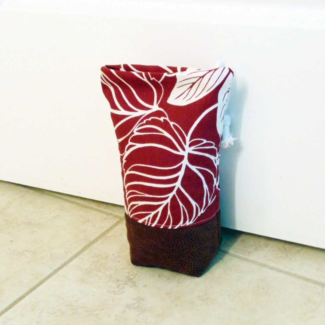 Door Stop, Botanical Leaf Cotton, Comes Unfilled, Zipper Top, Maroon ...