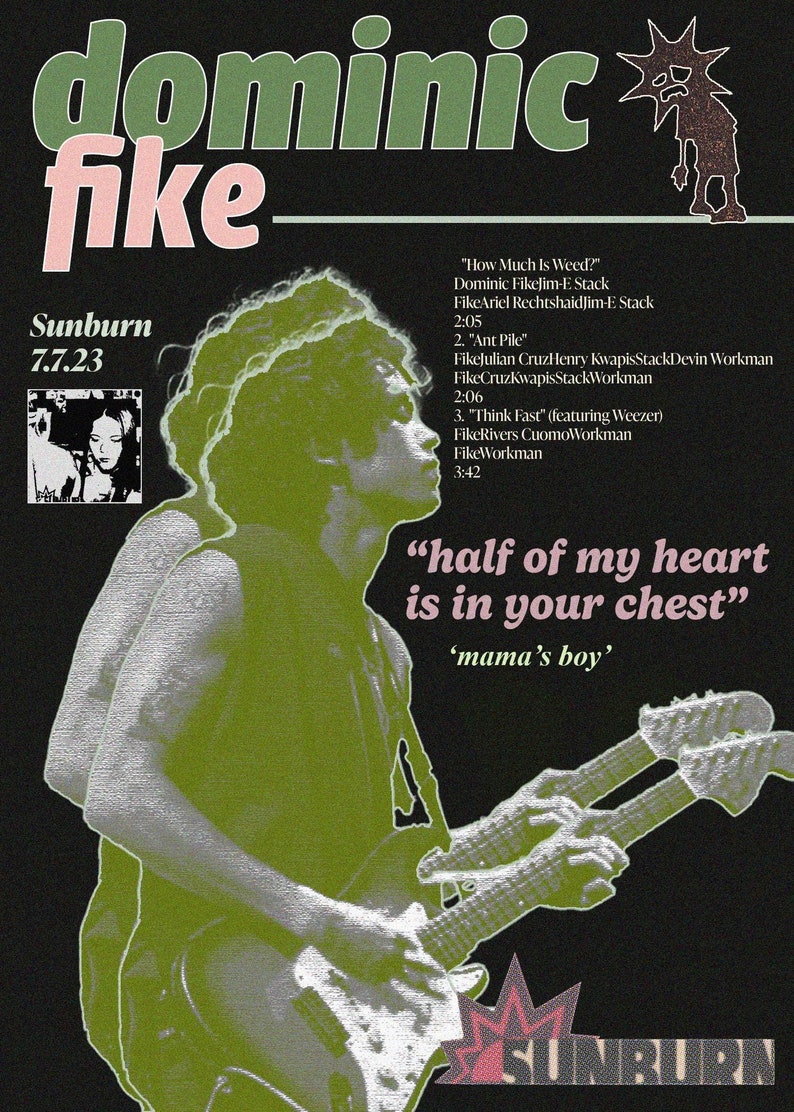 Dominic Fike Sunburn Poster Digital Download Music Poster Design / Room ...