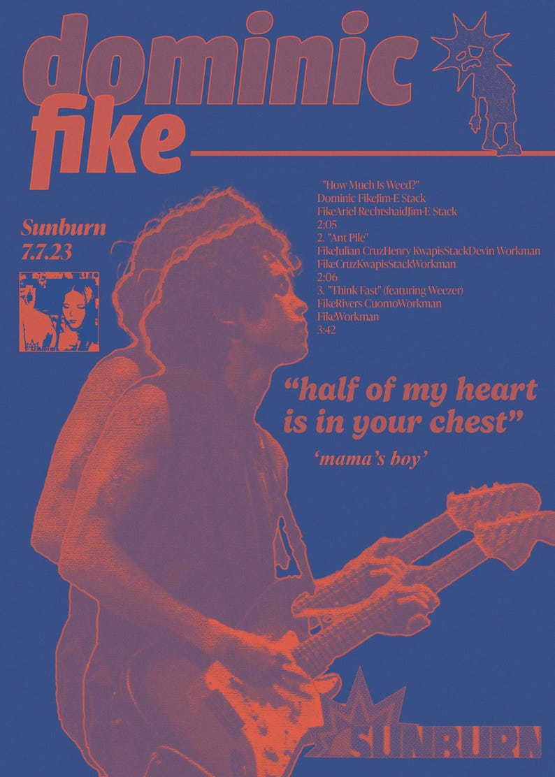 Dominic Fike Sunburn Poster Digital Download Music Poster Design / Room ...