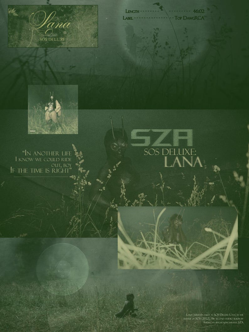 SZA SOS DELUXE Lana Digital Download Music Poster Design / Room Decor ...