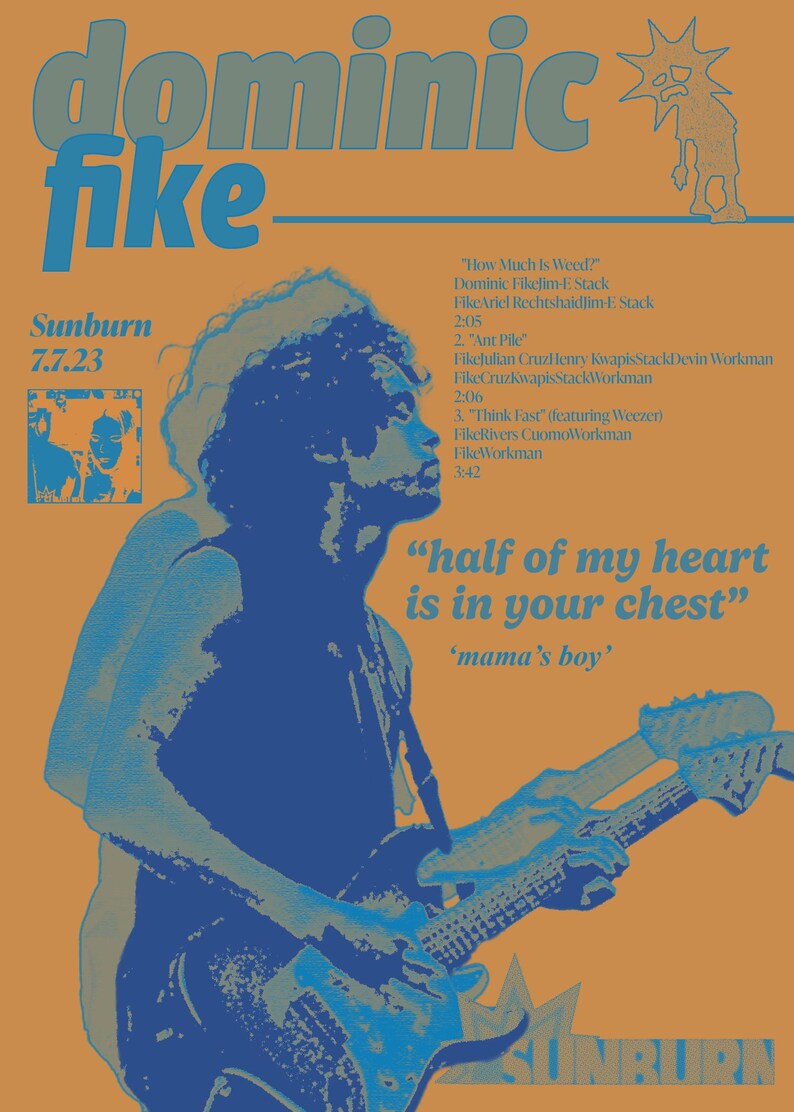 Dominic Fike Sunburn Poster Digital Download Music Poster Design / Room ...