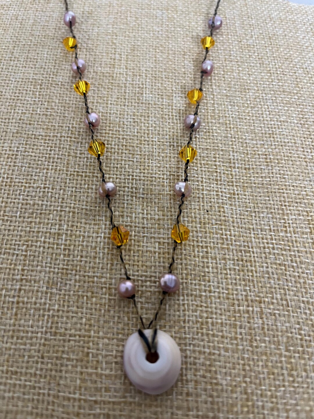 A Gift for Her: Hawaiian Puka Shell Necklace With Pearls and Crystals ...