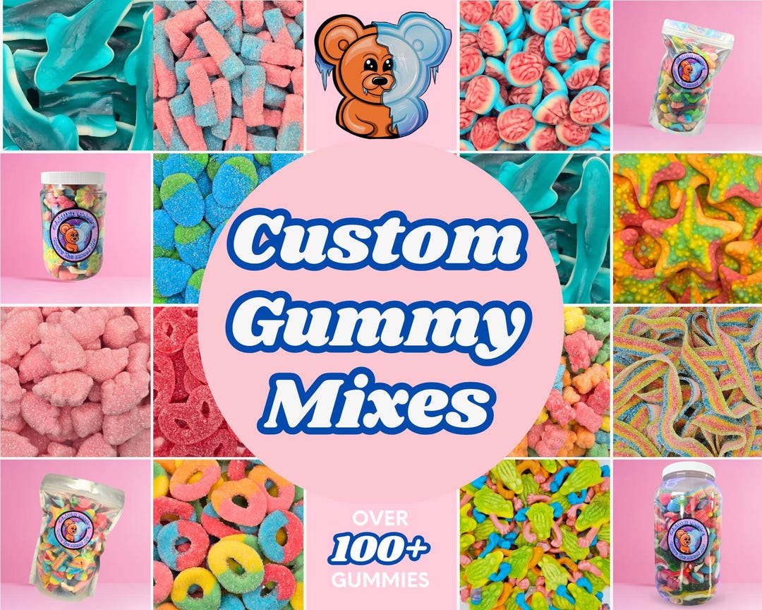 Over 100 Gummy Custom Mix, Pick N Mix, Sweet & Sour Gummies, Custom ...