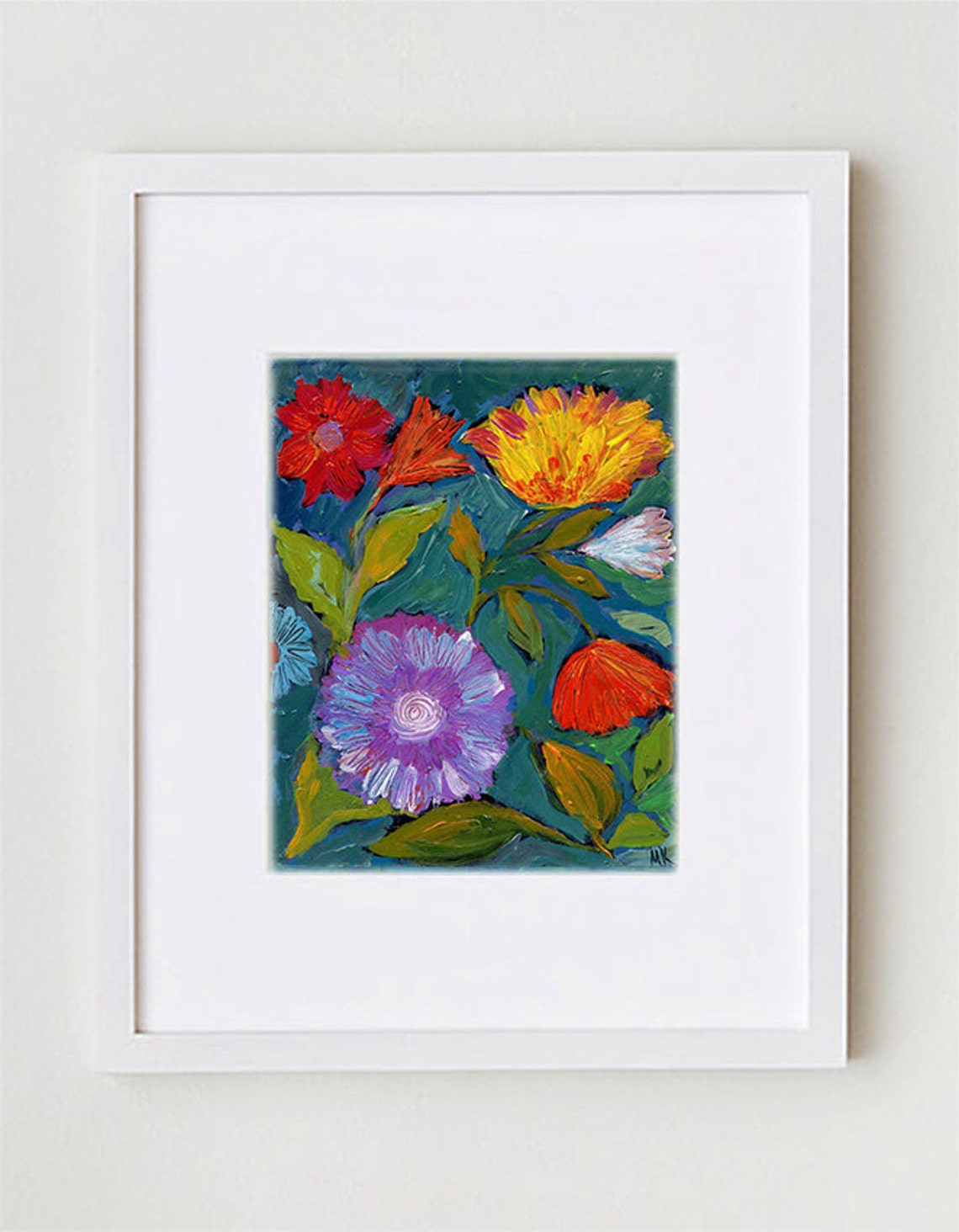 Abstract Floral Painting, Bold Flowers Art Print 8x10", Contemporary ...