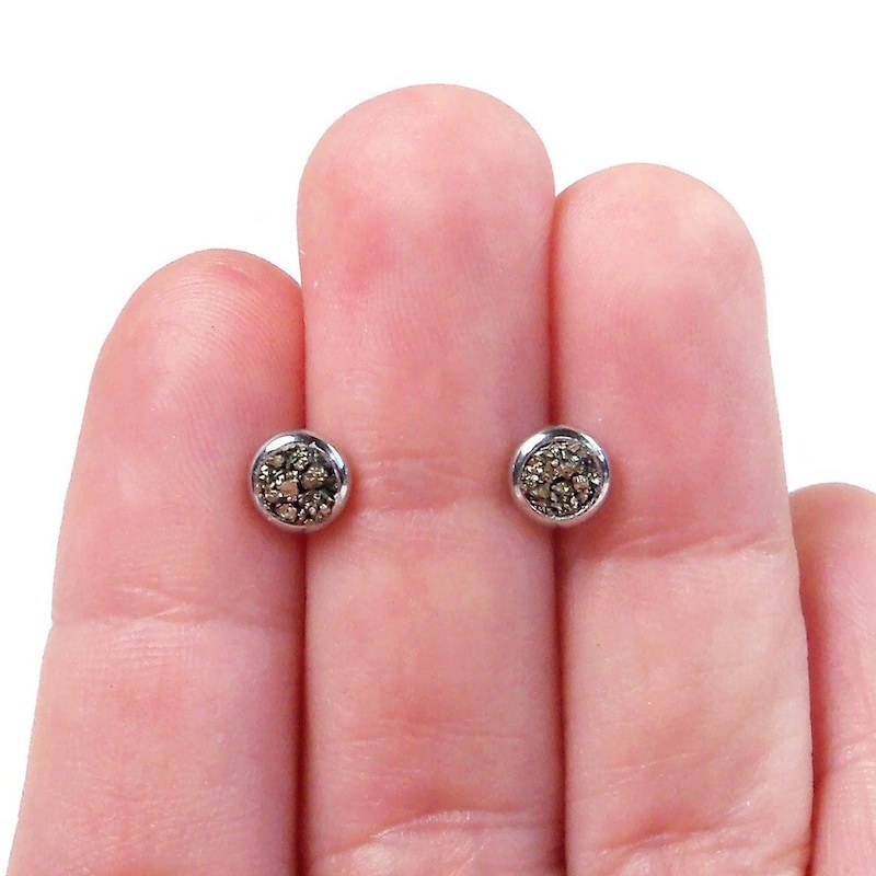 Gold Crushed Glass Earrings - Etsy