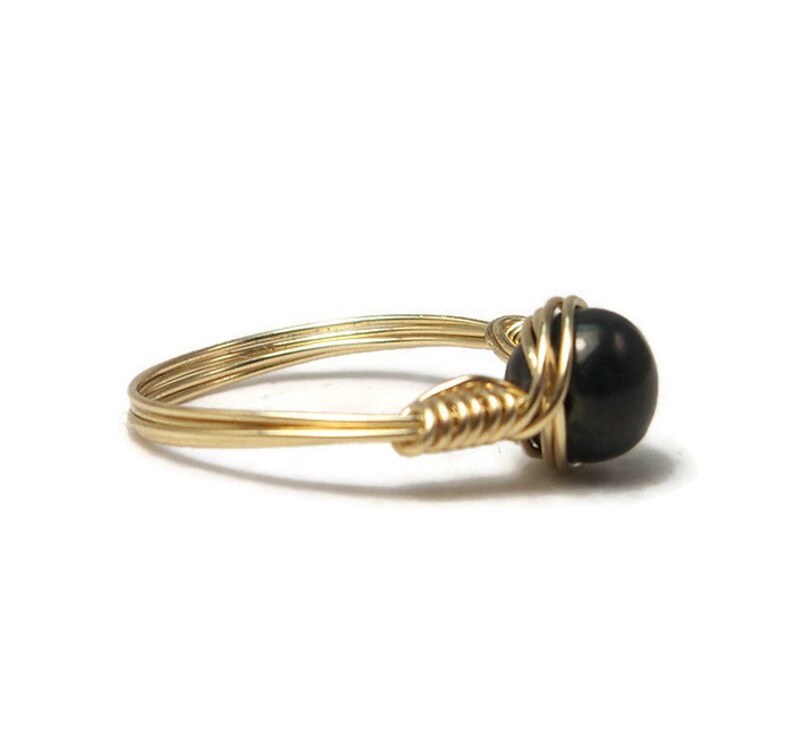 Shungite 14k Yellow Gold Fill Wire Wrapped Ring Custom Sized - Etsy