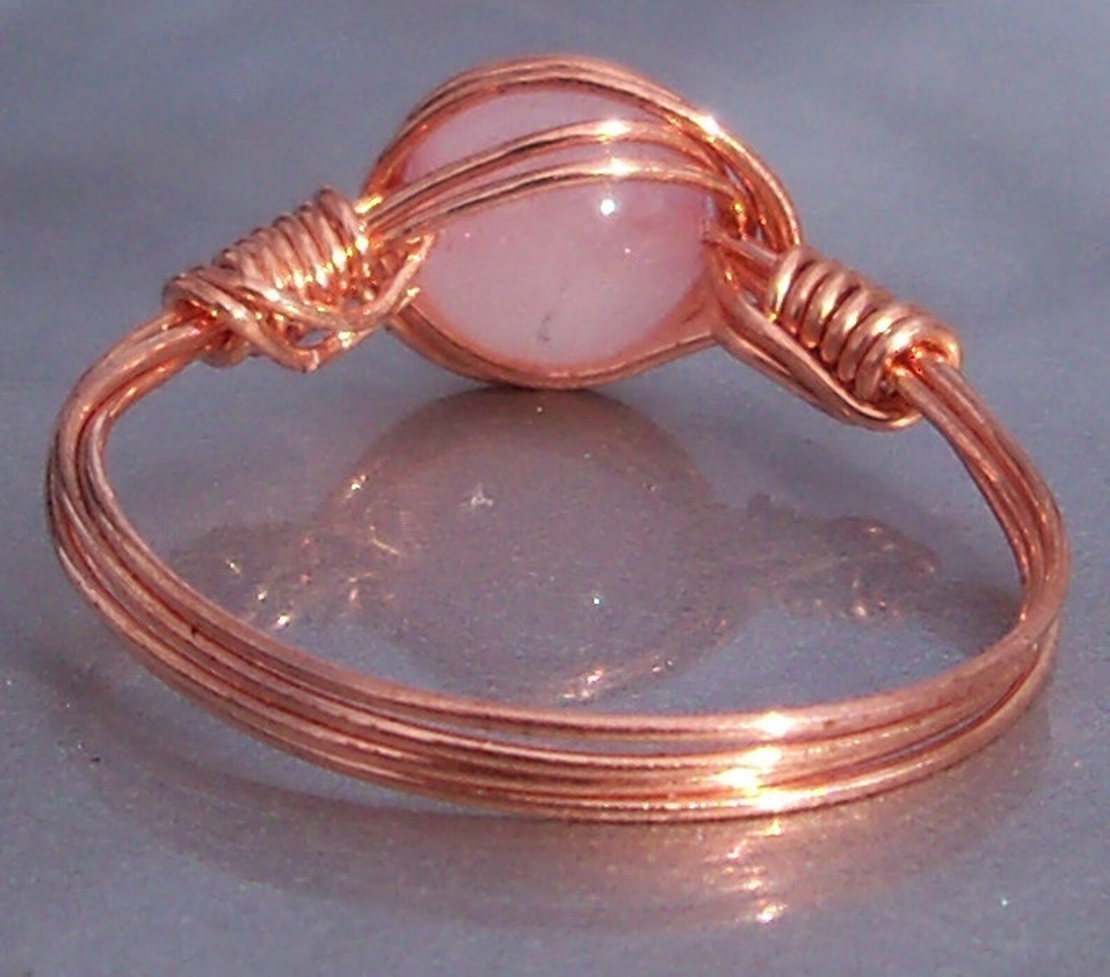Rose Quartz Copper Wire Wrapped Ring - Etsy