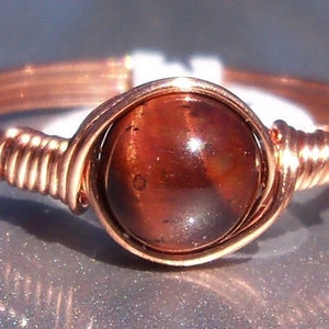 Red Tigers Eye Copper Wire Wrapped Ring - Etsy