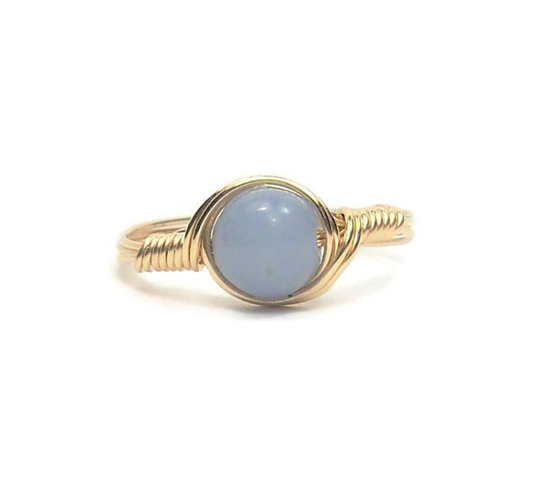 Angelite Custom Sized Ring 14k Yellow Gold Filled Wire Wrapped Ring - Etsy