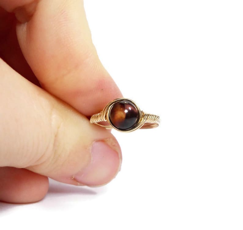 Red Tigers Eye 14k Yellow Gold Filled Wire Wrapped Ring | Etsy