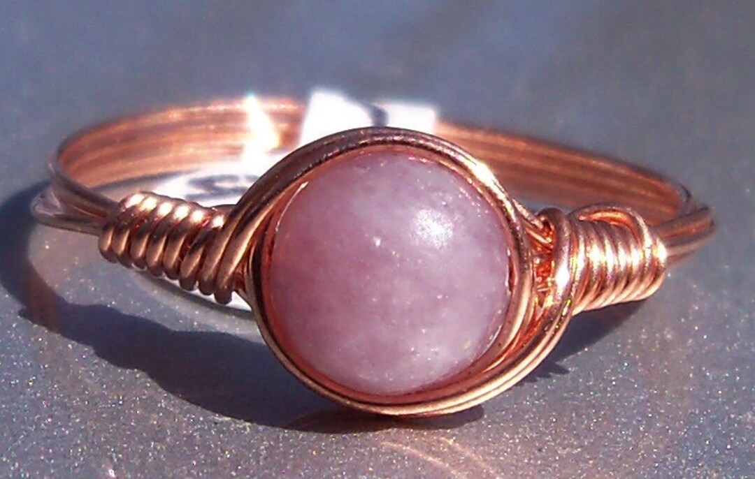Lilac Stone Copper Wire Wrapped Custom Sized Ring - Etsy