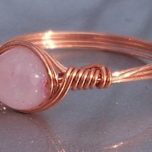 Rose Quartz Copper Wire Wrapped Ring - Etsy