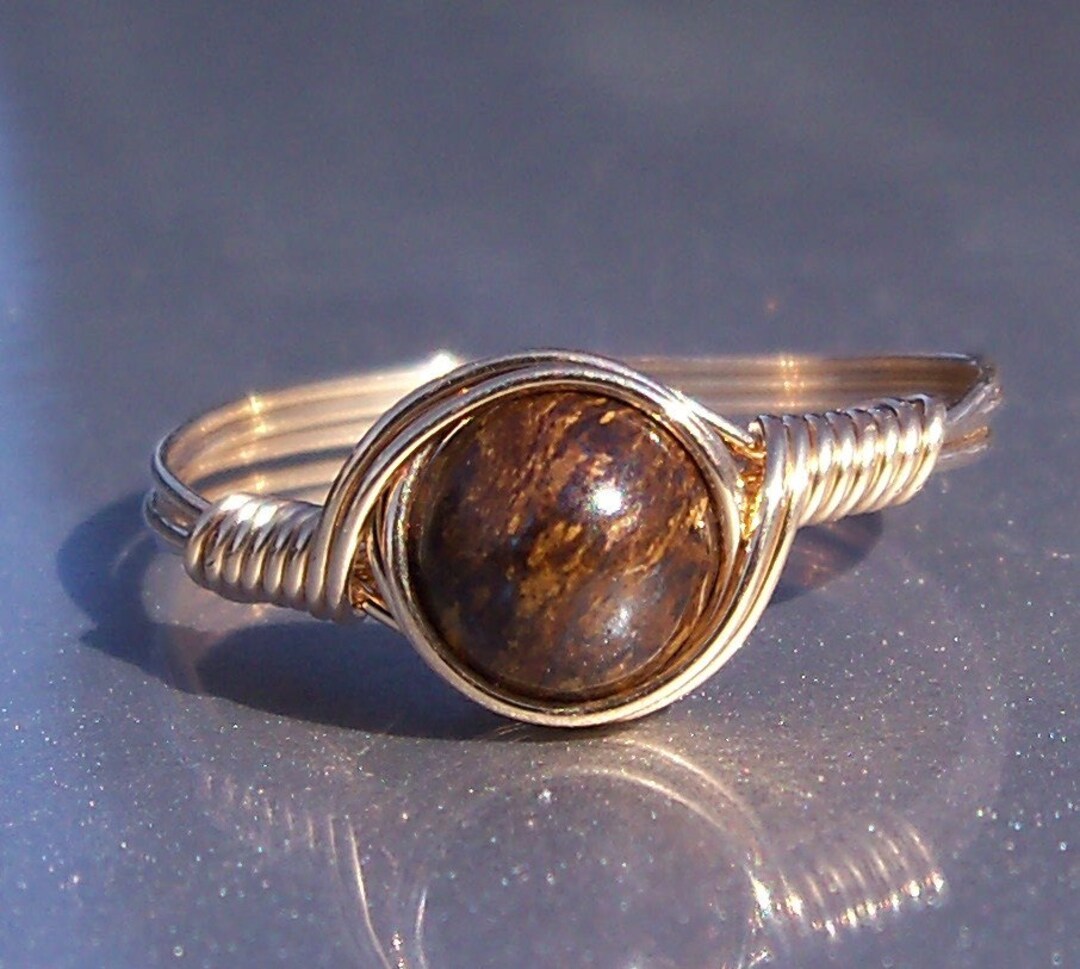 Bronzite Ring, Custom Sized Ring, 14k Yellow Gold Filled Ring, Wire ...