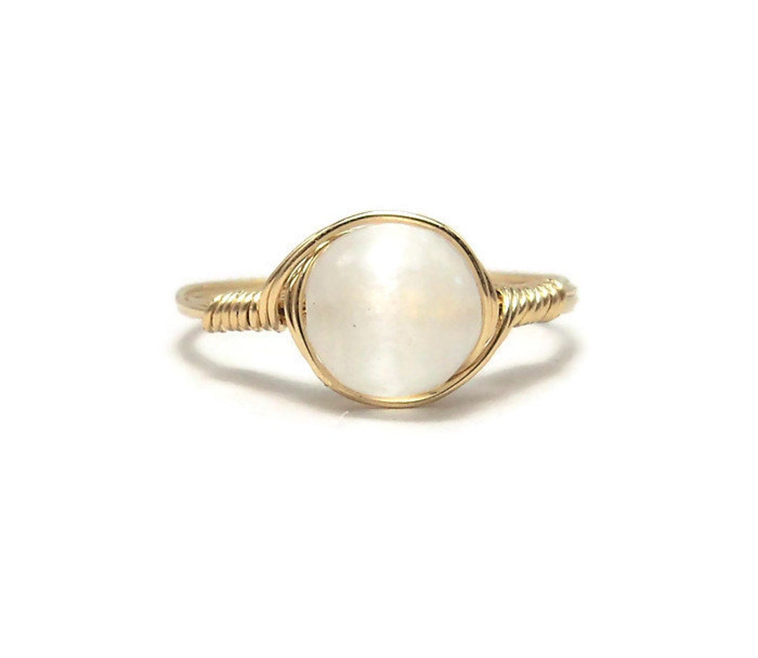 LG White Selenite 14k Yellow Gold Fill Wire Wrapped Stone Ring - Etsy
