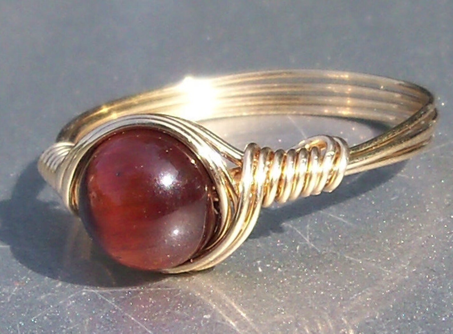 Red Tigers Eye 14k Yellow Gold Filled Wire Wrapped Ring | Etsy