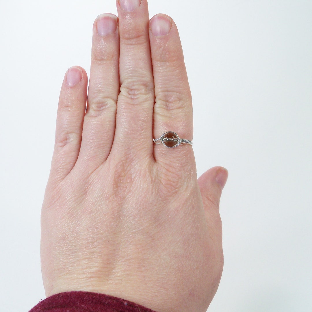 Gray Smoky Quartz .999 Fine Silver Wire Wrapped Ring - Etsy