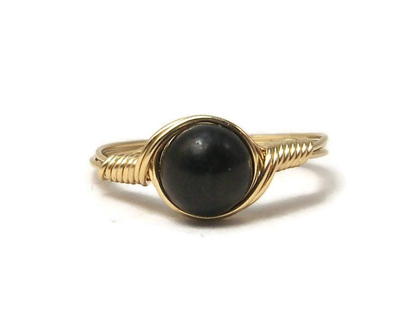 Shungite 14k Yellow Gold Fill Wire Wrapped Ring Custom Sized - Etsy