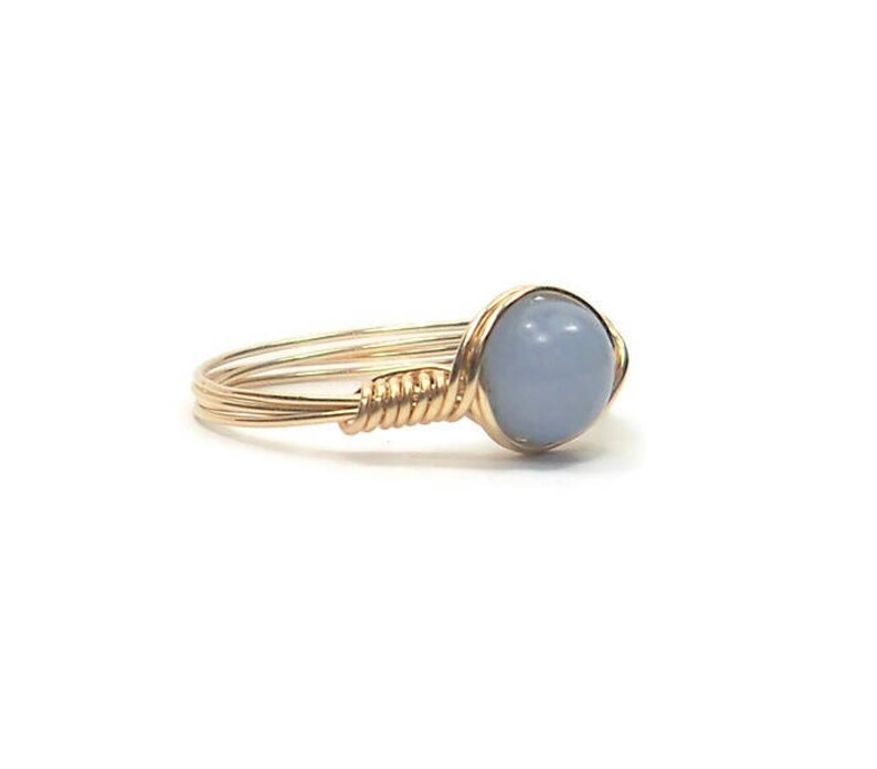 Angelite Custom Sized Ring 14k Yellow Gold Filled Wire Wrapped | Etsy