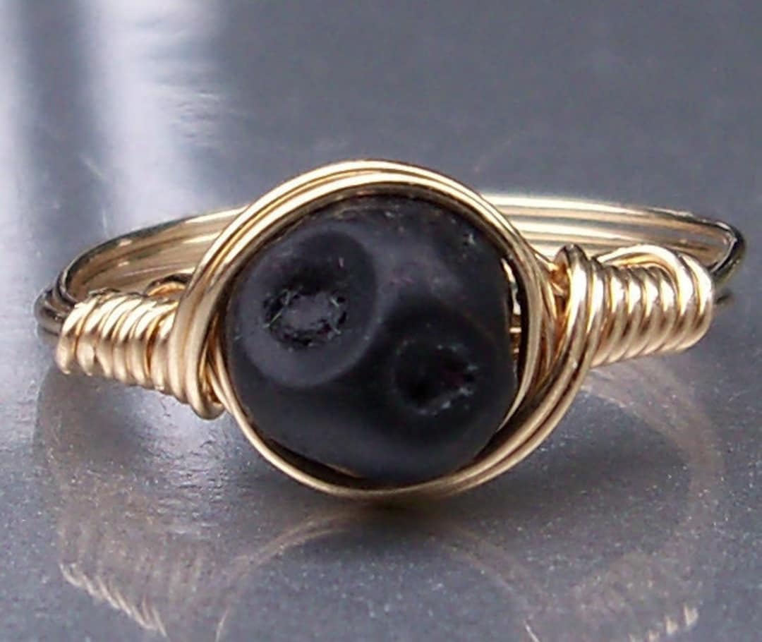Basalt Ring Black Lava Rock 14k Gold Filled Wire Wrapped Ring - Etsy