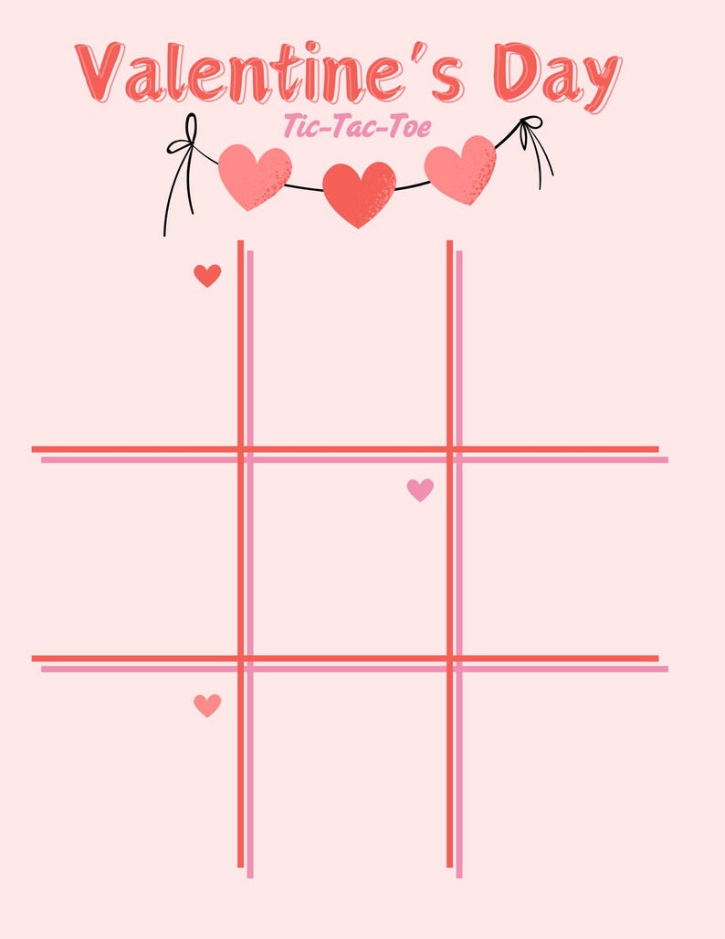 Tres en raya para el Día de San Valentín para imprimir - Etsy España