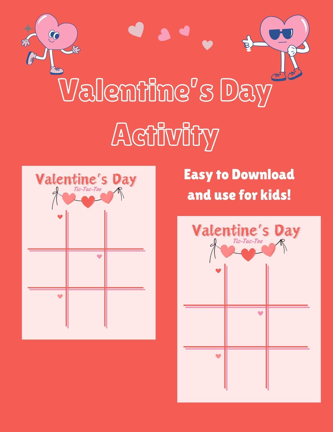 Printable Valentine's Day Tic Tac Toe - Etsy