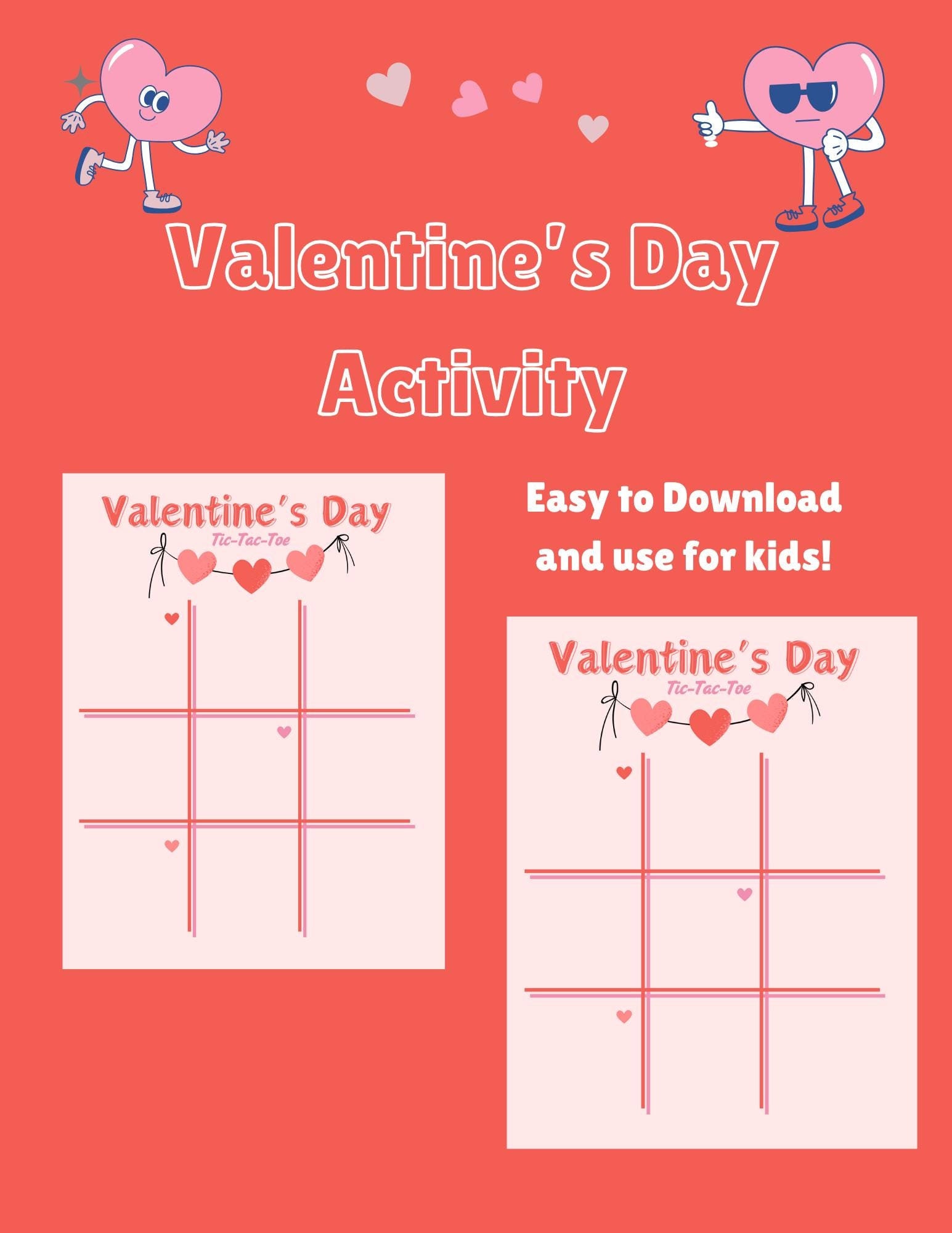 Printable Valentine's Day Tic Tac Toe - Etsy