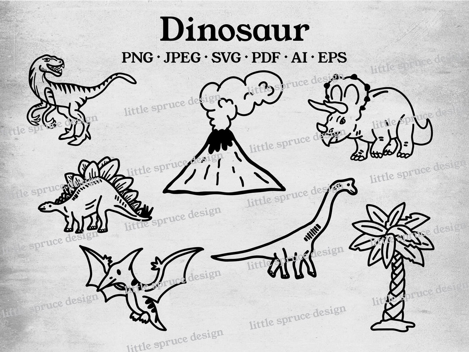 Dinosaur SVG Bundle | T-rex, Triceratops, Stegosaurus and More ...