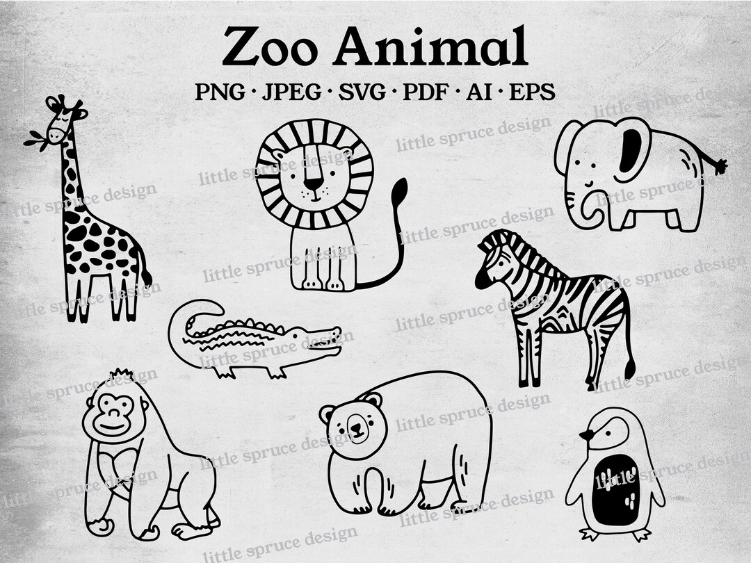 Zoo Animal SVG Bundle | Lion, Elephant, Giraffe and More | Safari ...
