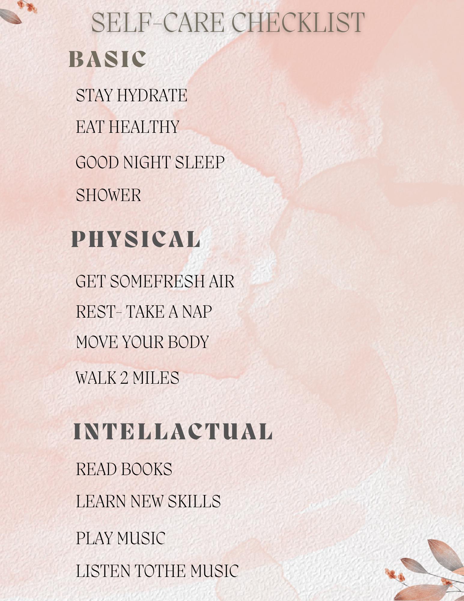 Self-care Checklist Printable - Etsy UK
