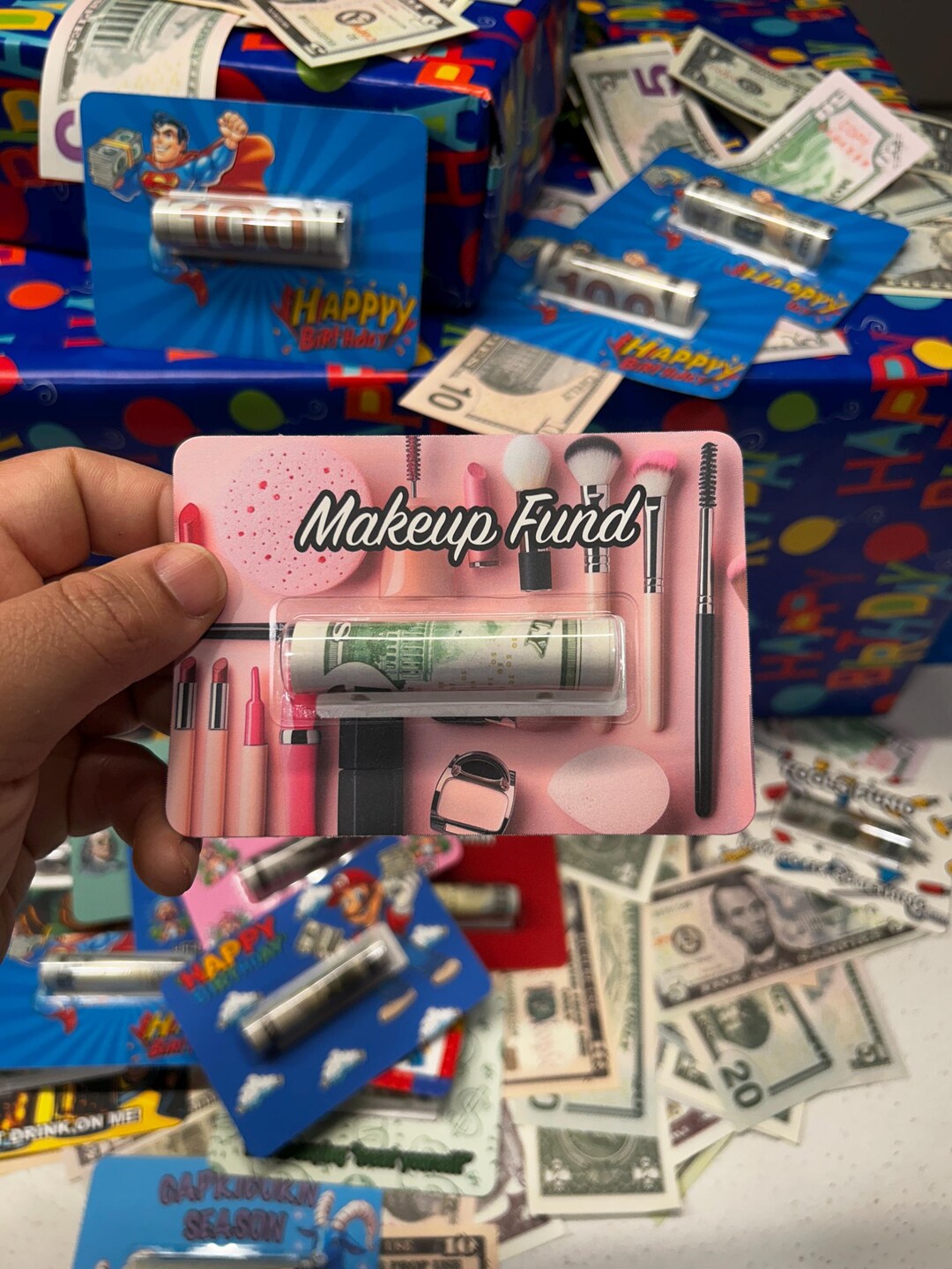 Makeup Fund Money Card Holder – Cute Beauty-themed Cash Gift for Makeup ...