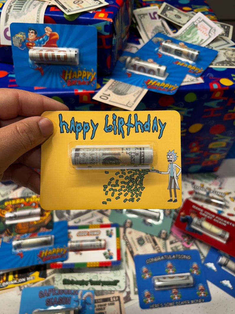 Rick and Morty Birthday Money Card Holder – Funny Sci-fi Cash Gift for ...