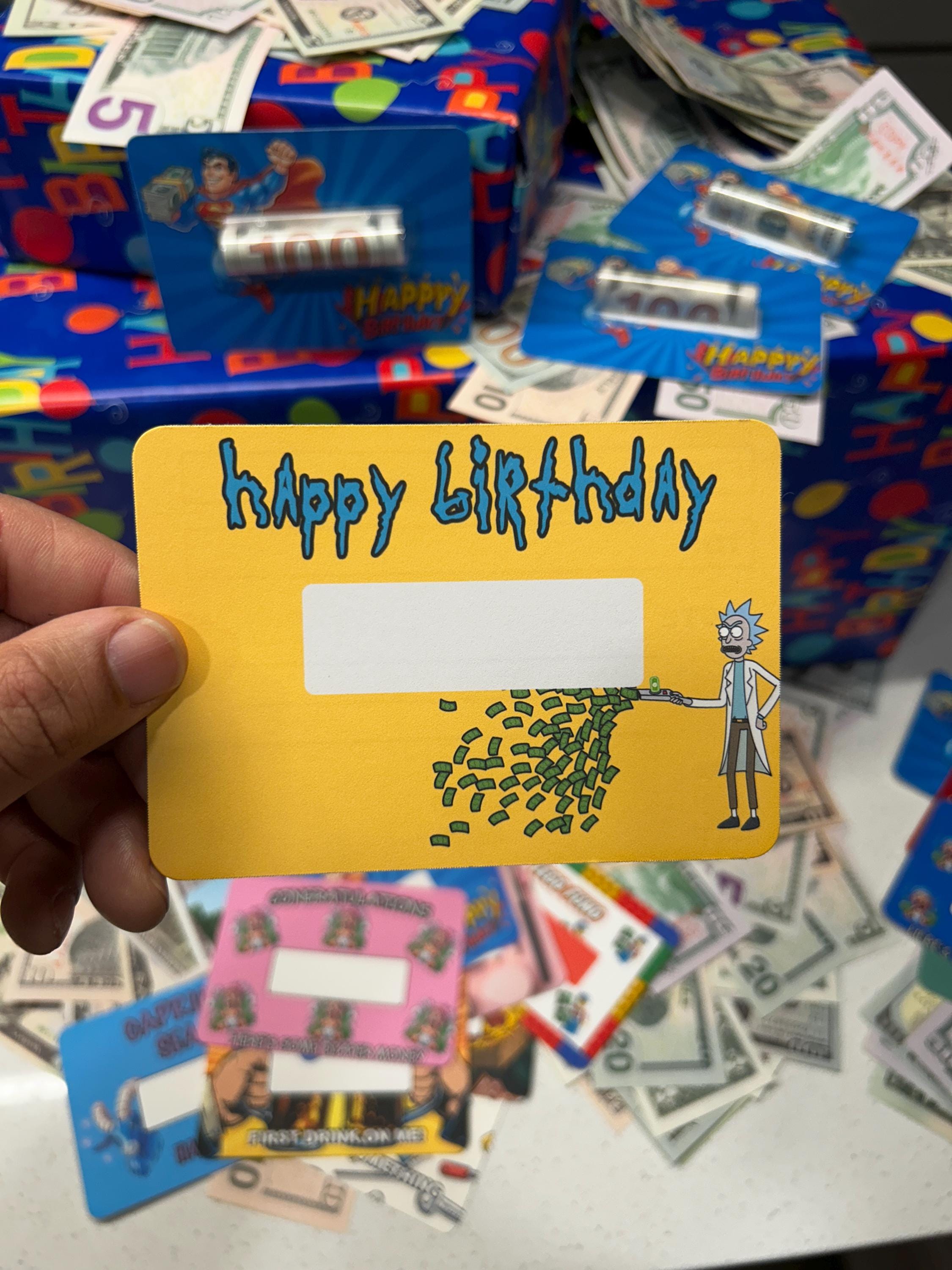 Rick and Morty Birthday Money Card Holder – Funny Sci-fi Cash Gift for ...