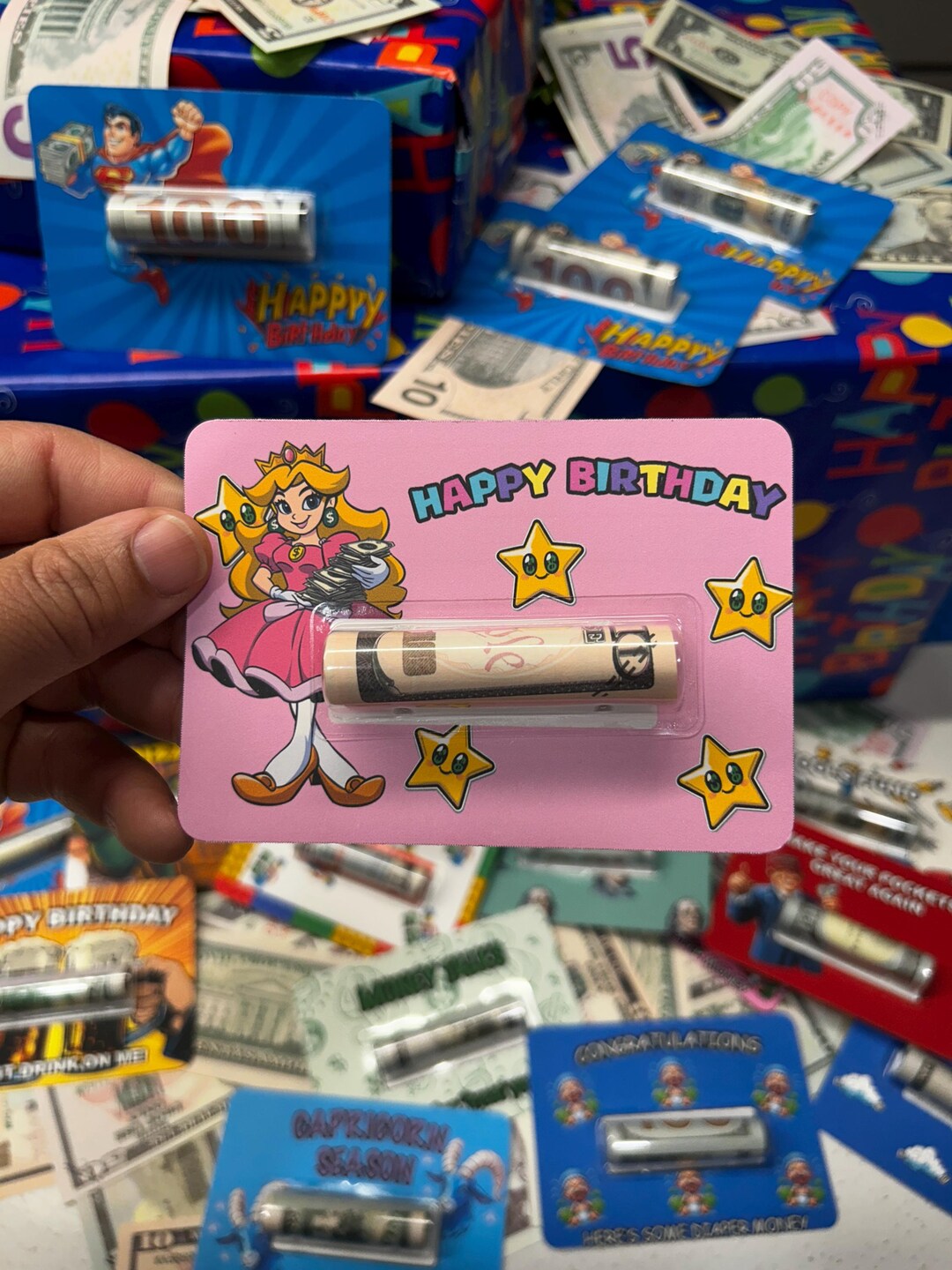 Princess Peach Birthday Money Card Holder – Cute Cash Gift for Gamers ...