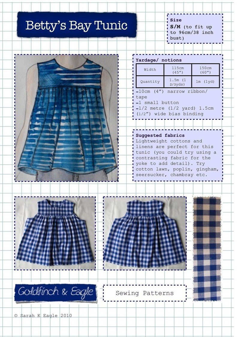 Medium Betty's Bay Tunic Top PDF Sewing Pattern UK 12-14 US 8-10 - Etsy UK